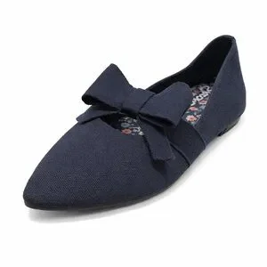Skechers | Shoes | Skechers Cleo Point Knit Flats Navy Bow Pointed Toe ...
